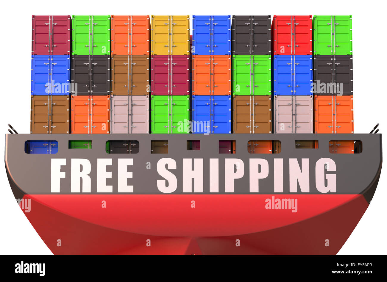container ship, free shipping concept isolated on white background ...