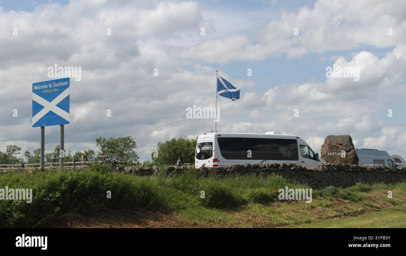 Scottish Border on A68 July 2015 Stock Photo - Alamy
