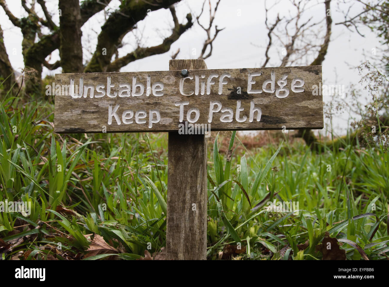 Wooden Signs On The South West Coast Path Near Lynmouth, Exmoor, United ...