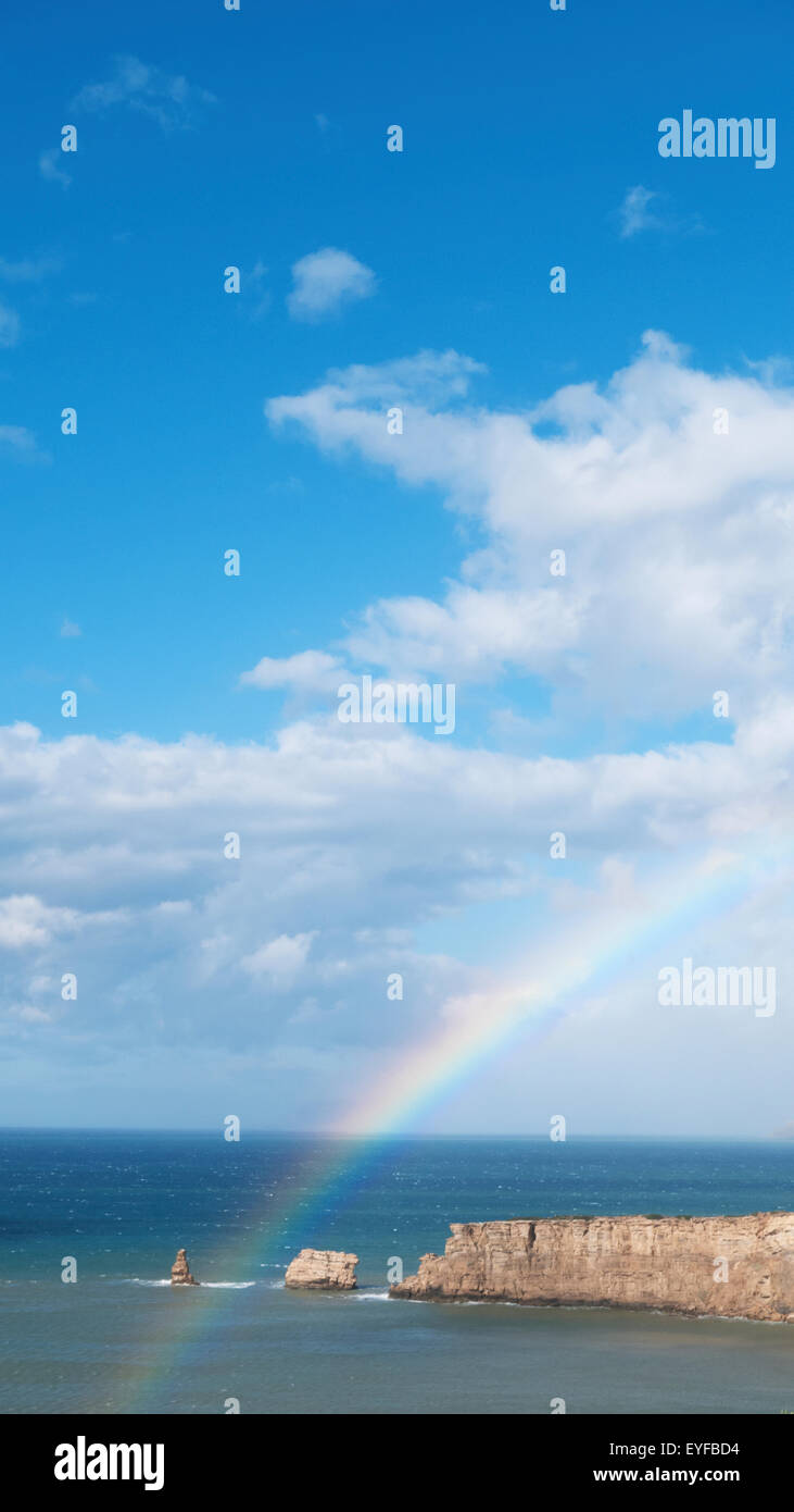 Rainbow On Triopetra Beach, Matalan, Crete, Greece Stock Photo - Alamy