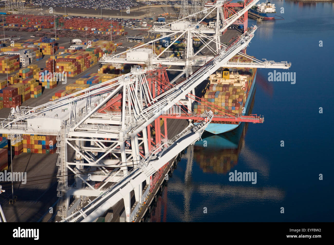 shipping container port aerial Stock Photo - Alamy