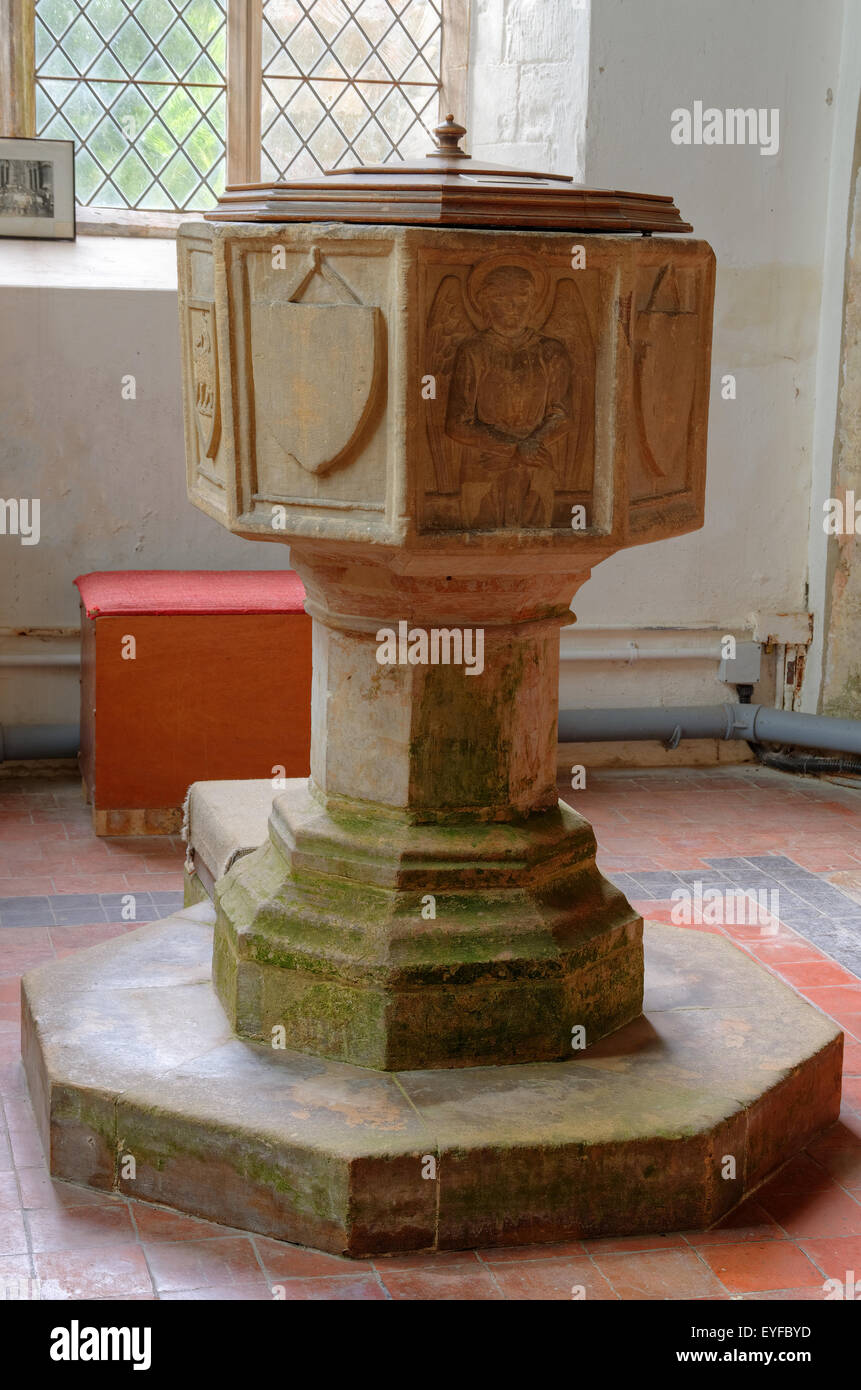 The font in Willoughby Church,Lincolnshire,UK in which Captain John ...
