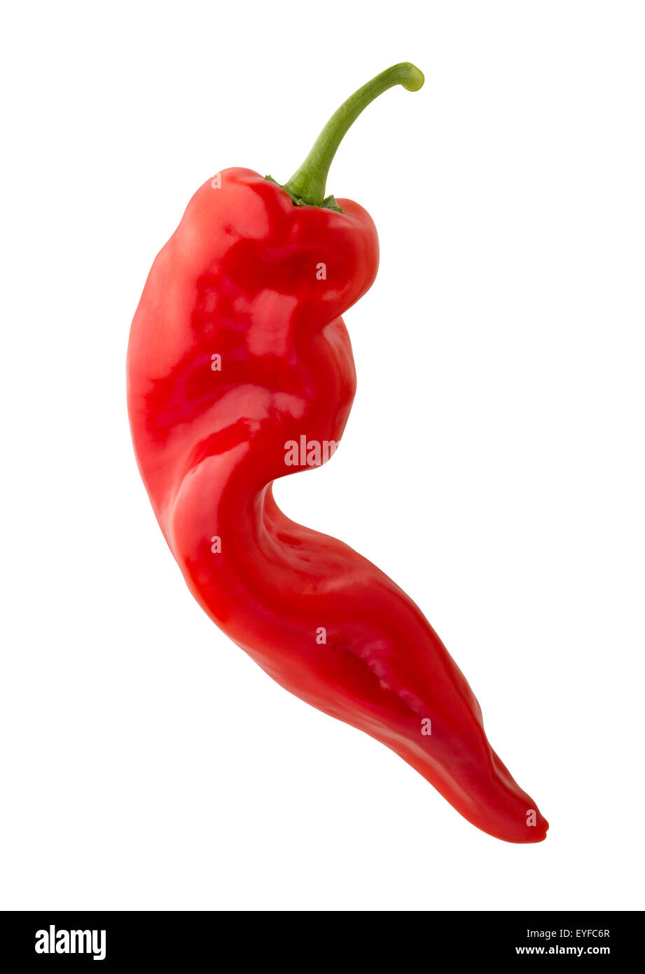 Twisted Red Sweet Pepper. The image is a cut out, isolated on a white ...