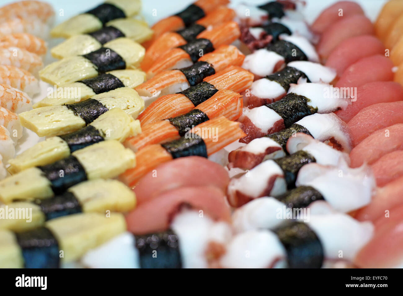 closeup of sushi rolls traditional japanese food Stock Photo - Alamy