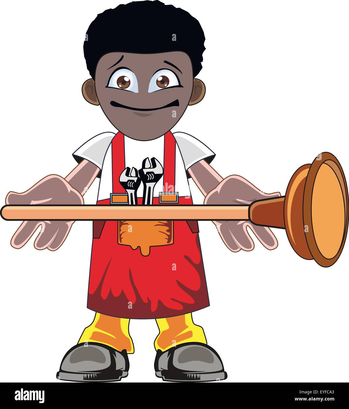 Cartoon Plumber holding Plunger Stock Vector Image & Art - Alamy
