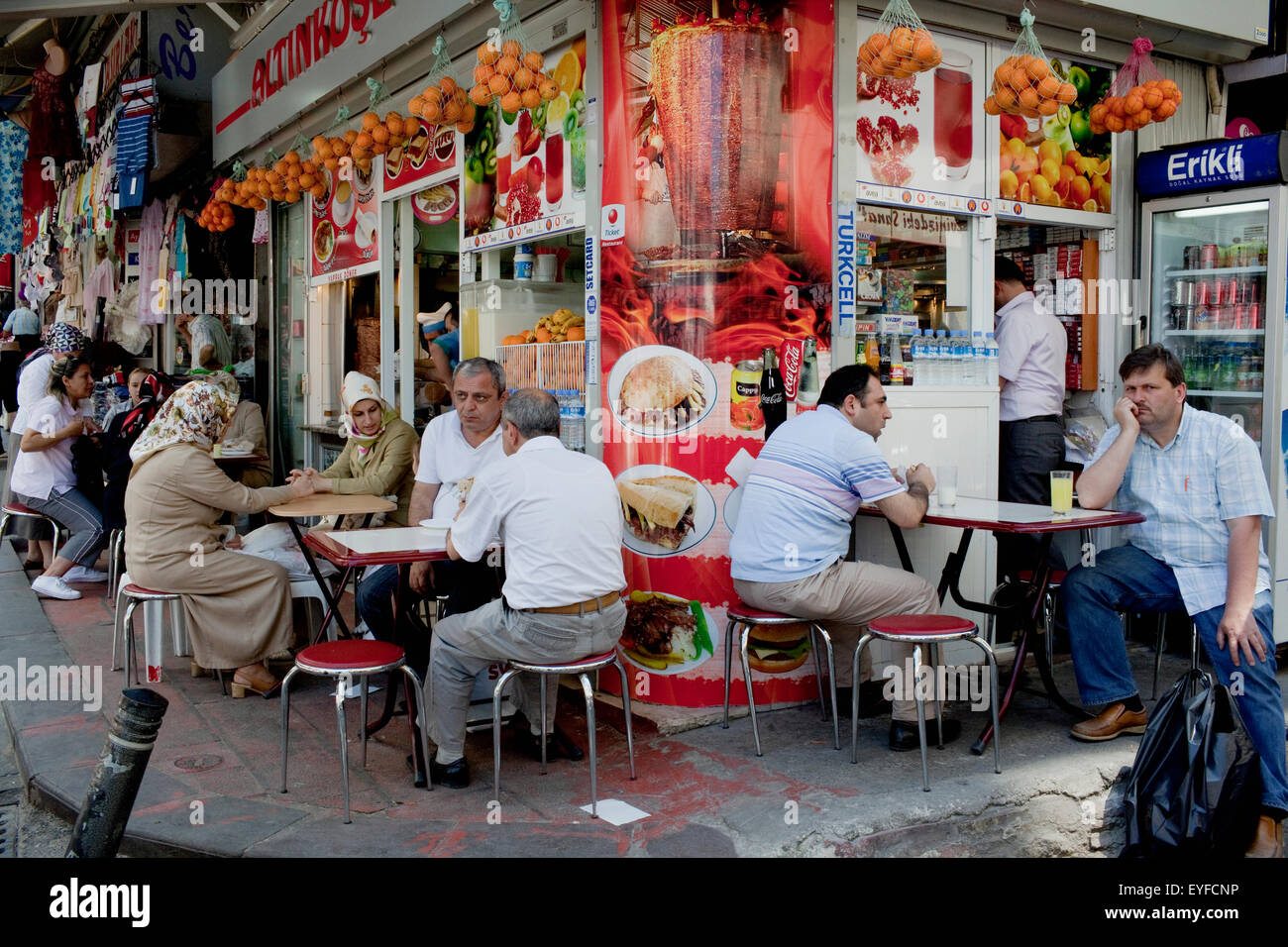 Turkey, Istanbul, Kebab Shop Outside Egyptian Bazaar; Eminonu Stock ...