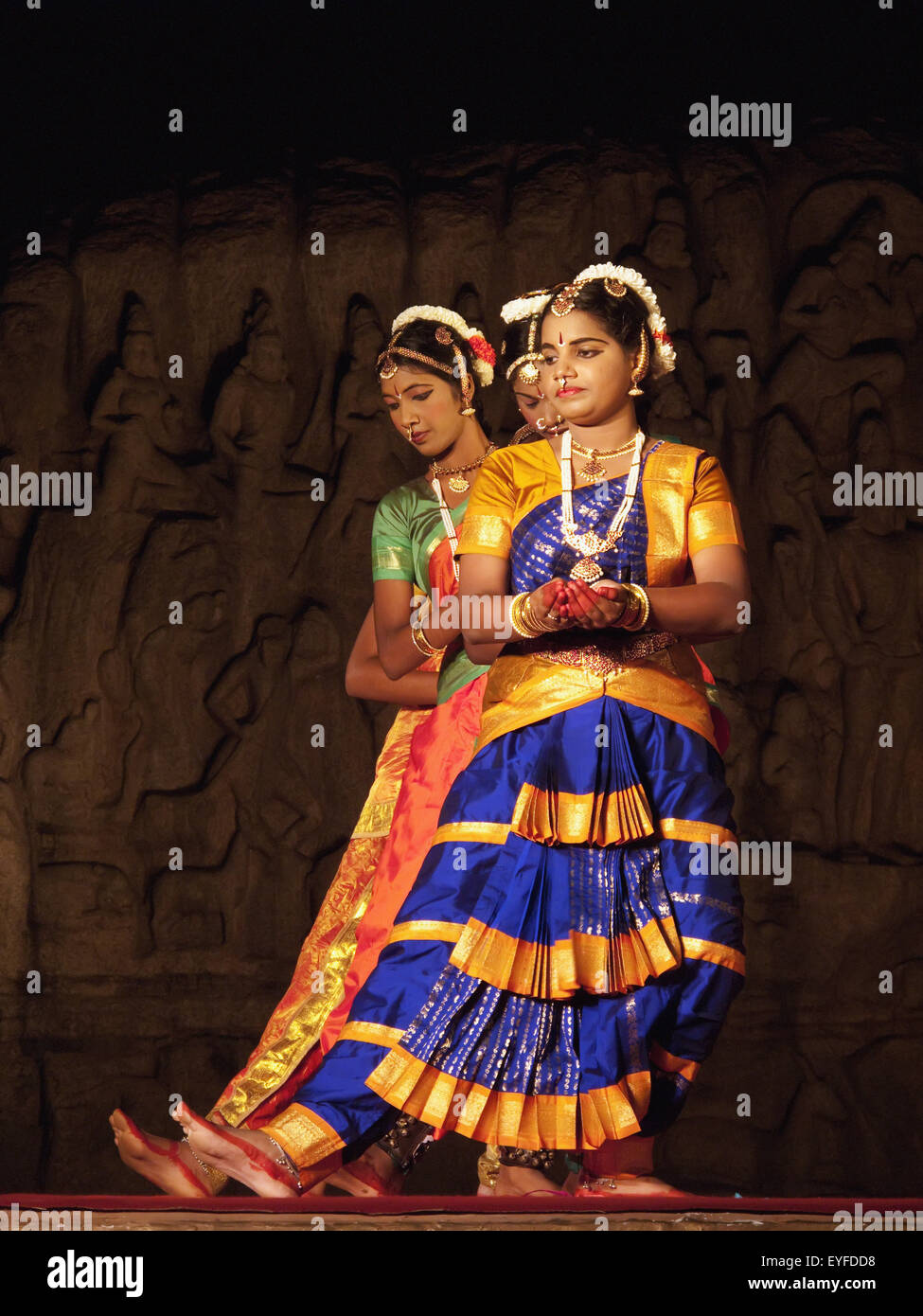 South india dance festival arjuna's penance hindu shrine; mamalipuram ...