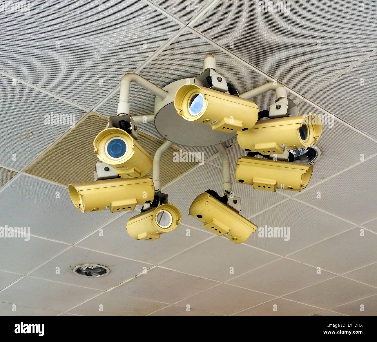 Security cameras hanging from a ceiling in Singapore Stock Photo - Alamy