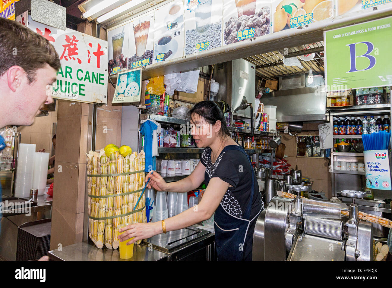 Typical indoor food court in Singapore's Chinatown District. Here, a ...