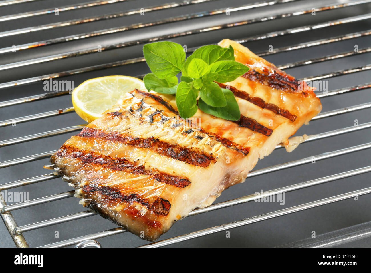 Grilled carp fillet on a grid Stock Photo - Alamy