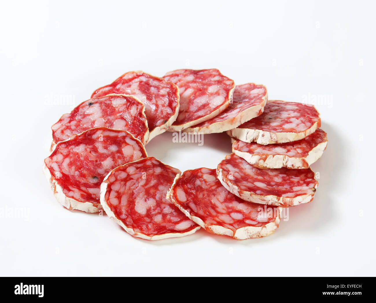 Sliced French Saucisson Sec - studio shot Stock Photo - Alamy