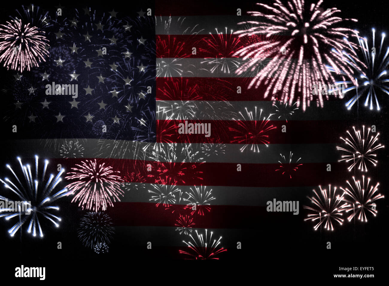 American flag and firework display Stock Photo - Alamy