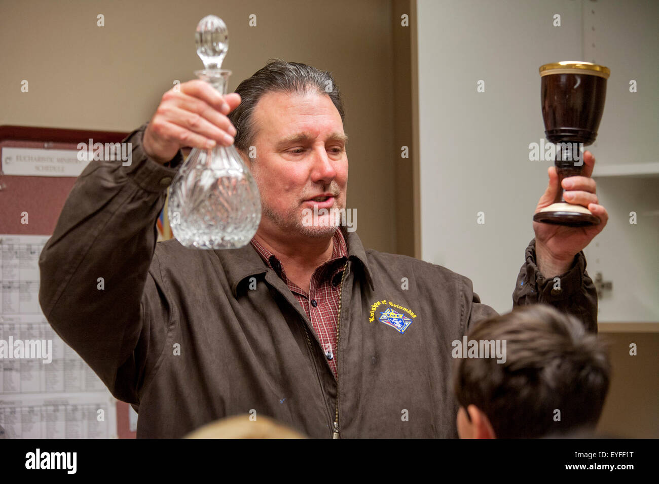 In the sacristy of a Laguna Niguel, CA, Catholic church, an ...