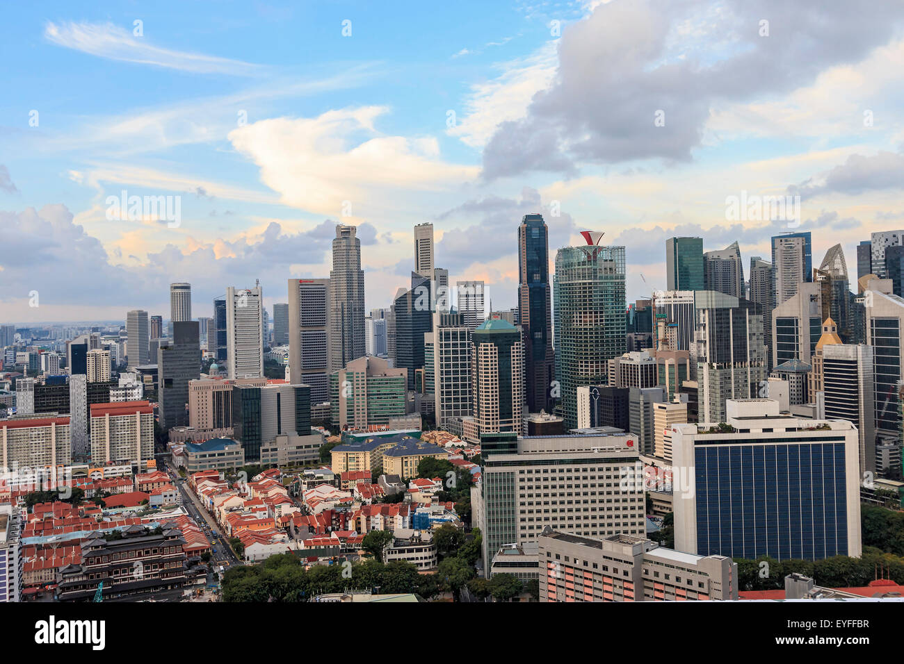 Aerial view of Singapore from the observation deck of The Pinnacle ...