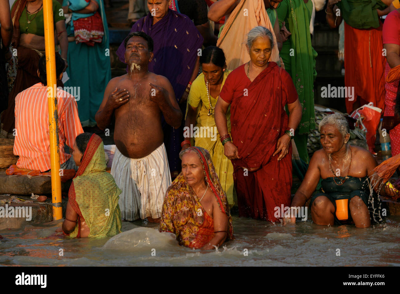 Bathing ghats on the River Ganges; Varanasi, India Stock Photo - Alamy
