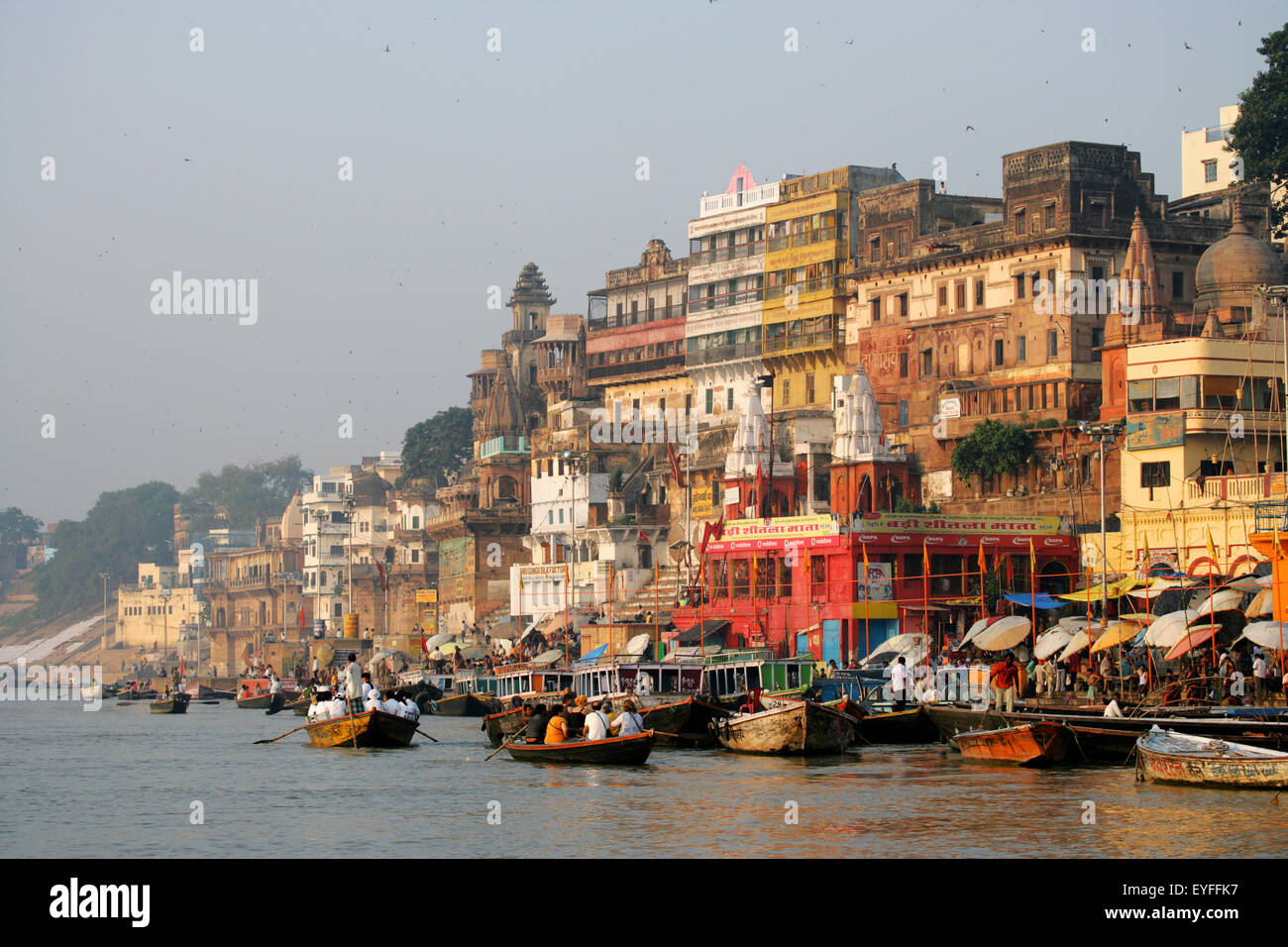 Bathing ghats on the River Ganges; Varanasi, India Stock Photo - Alamy
