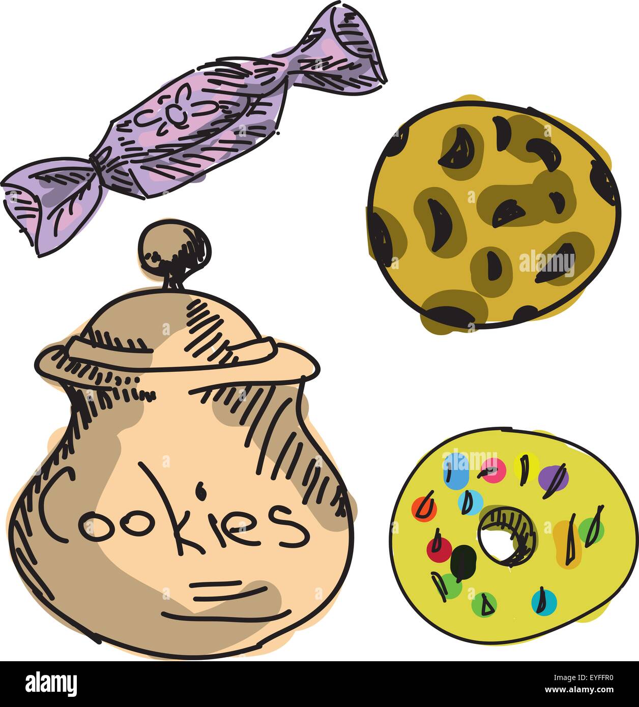 Drawn colored cookies Stock Vector Image & Art - Alamy