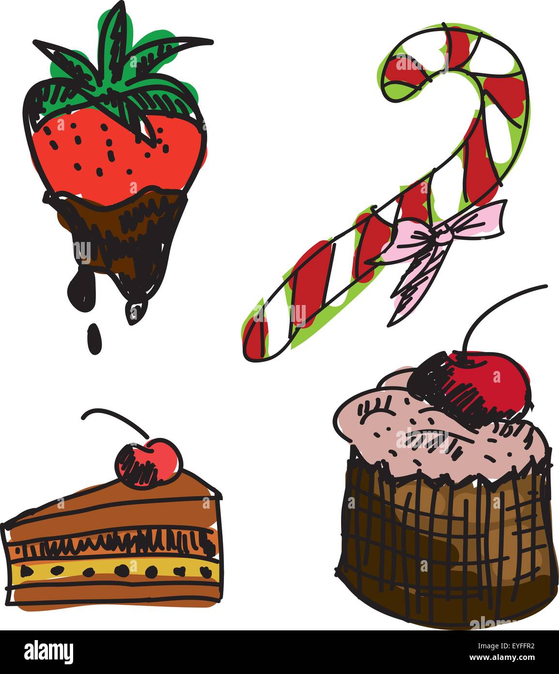 Drawn colored sweet food Stock Vector Image & Art - Alamy