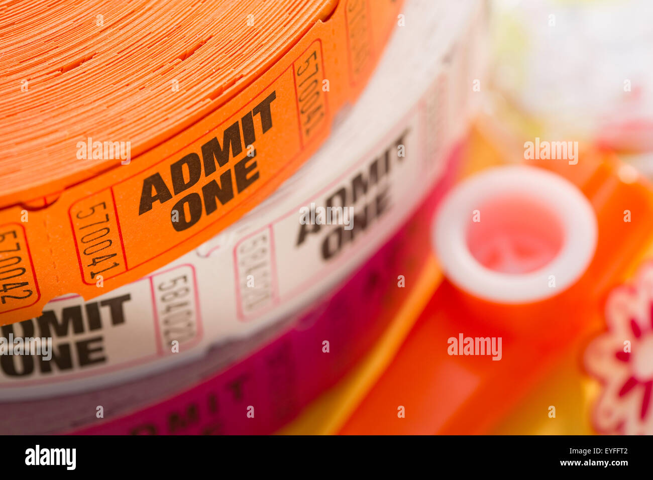 Rolls of admit one tickets Stock Photo - Alamy
