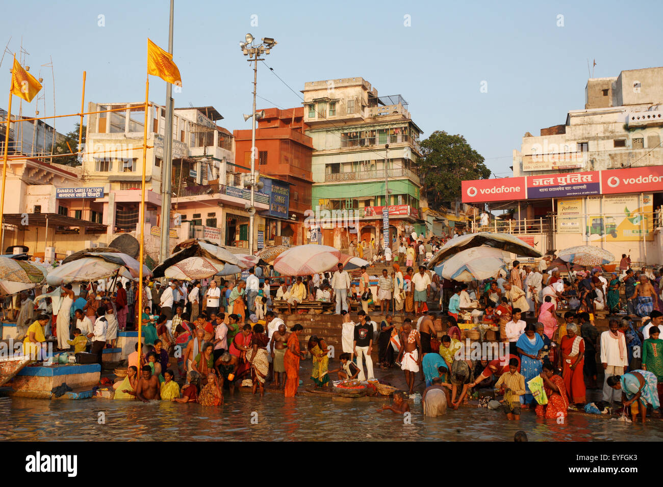 Bathing ghats on the River Ganges; Varanasi, India Stock Photo - Alamy