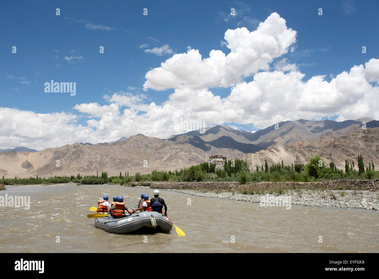Rafting down the Indus River in the Indus Valley; Ladakh, India Stock ...