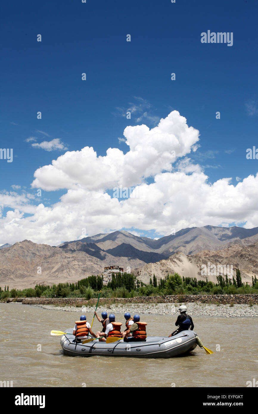 Rafting down the Indus River in the Indus Valley; Ladakh, India Stock ...