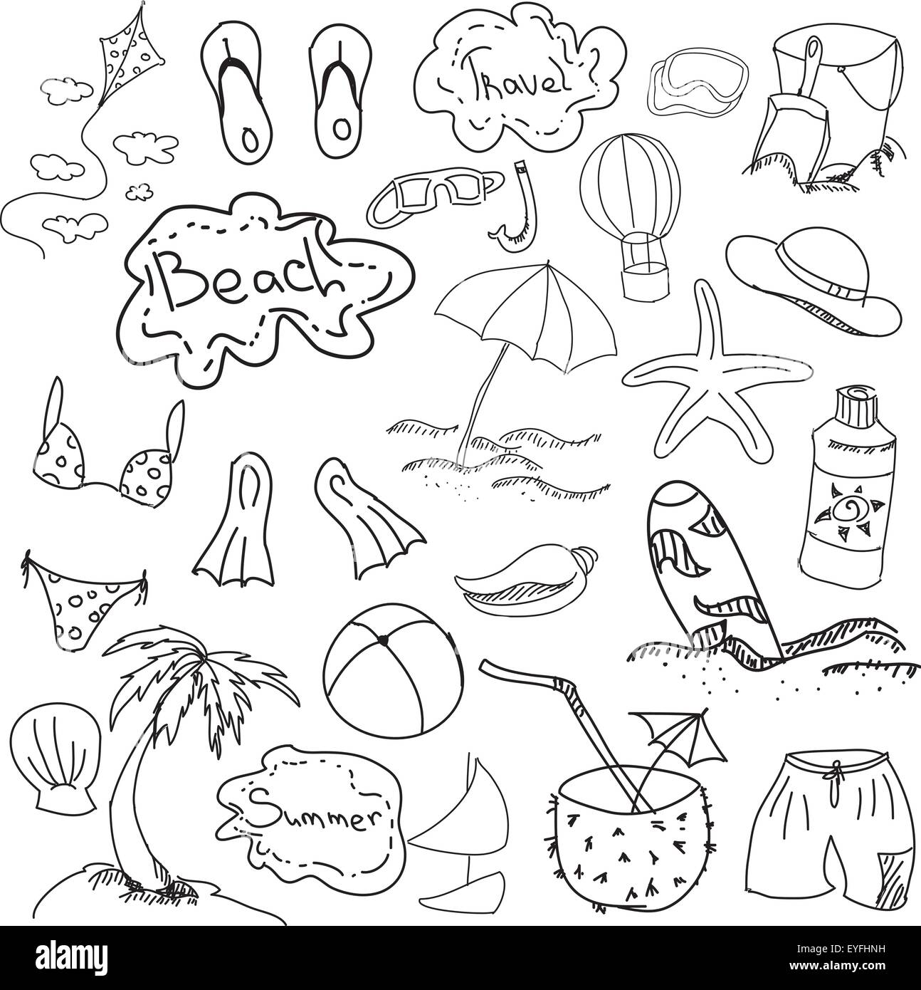 Drawn picture with summer stuff Stock Vector Image & Art - Alamy