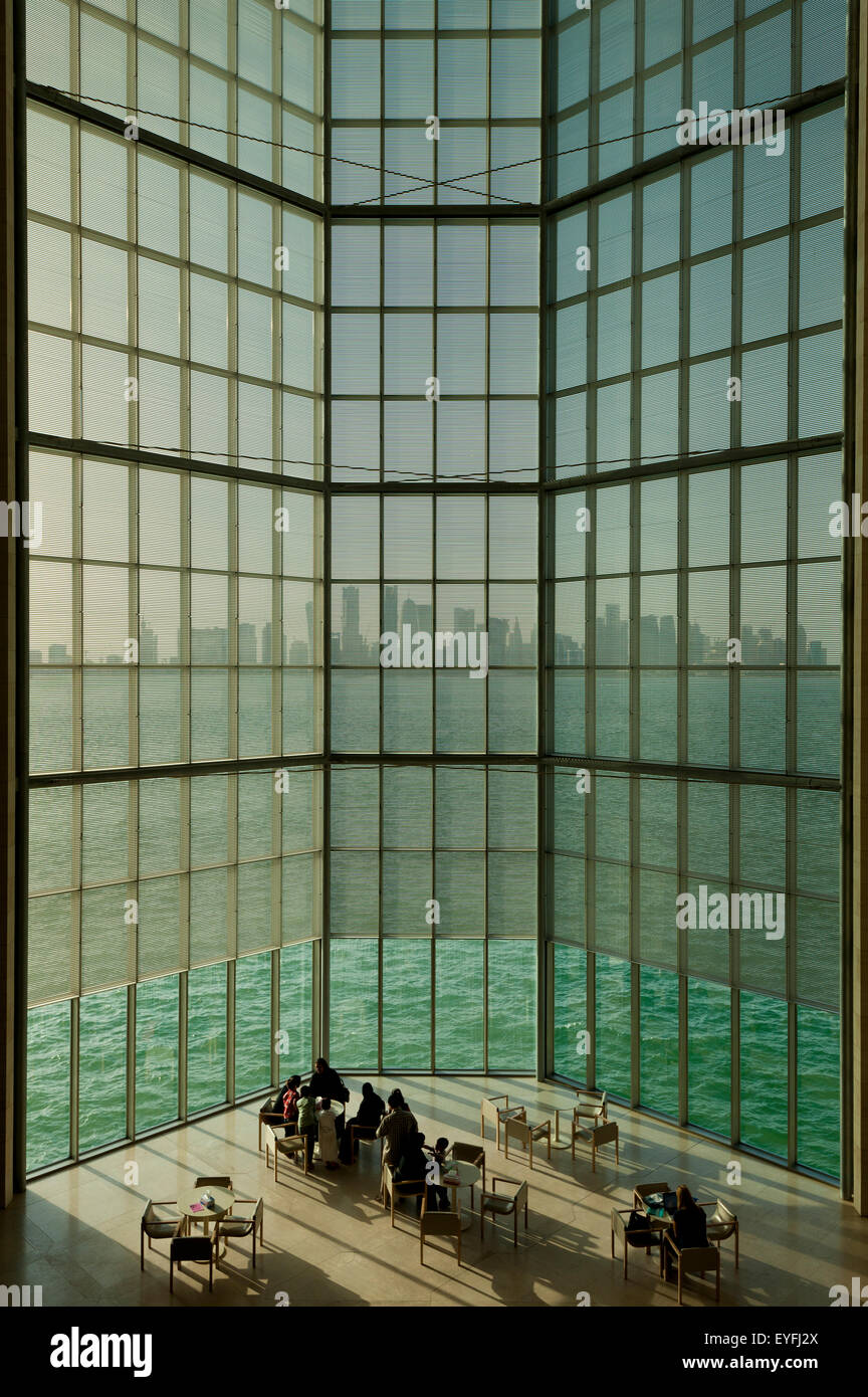 View out of large window in the Museum of Islamic Art to the modern ...