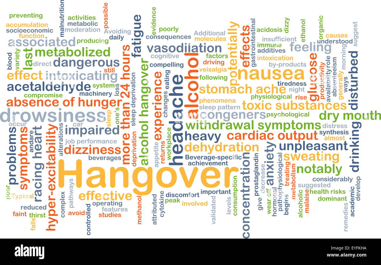 Background concept wordcloud illustration of hangover Stock Photo - Alamy