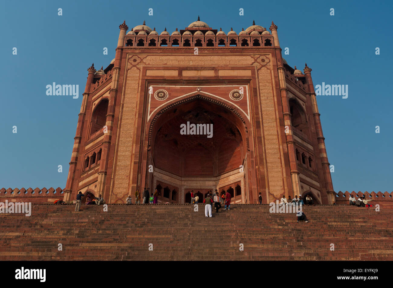 Looking up steps to the Buland Darwaza (Great Gate) of the Jami Masjid ...