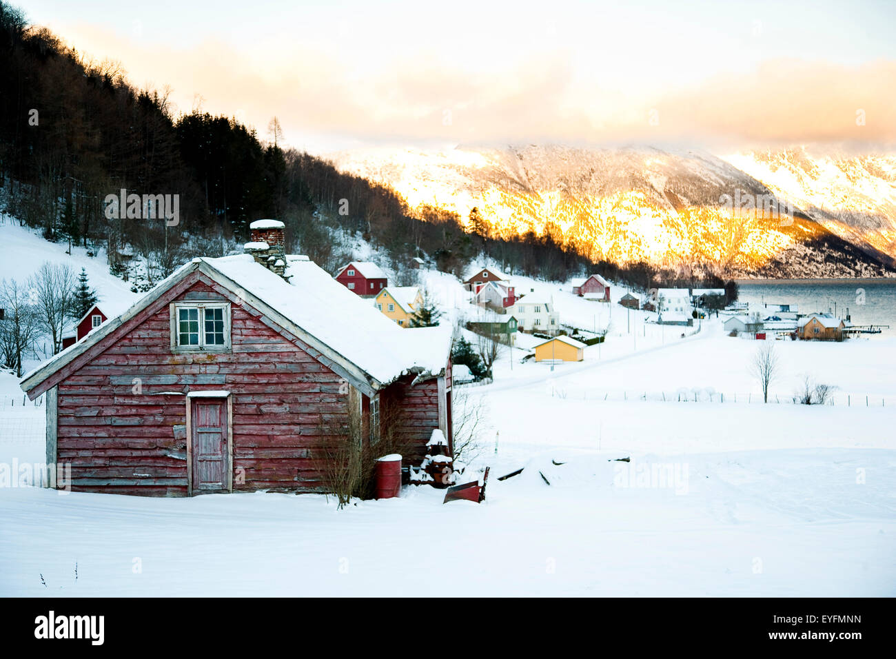 Alpine village by the fjord hi-res stock photography and images - Alamy