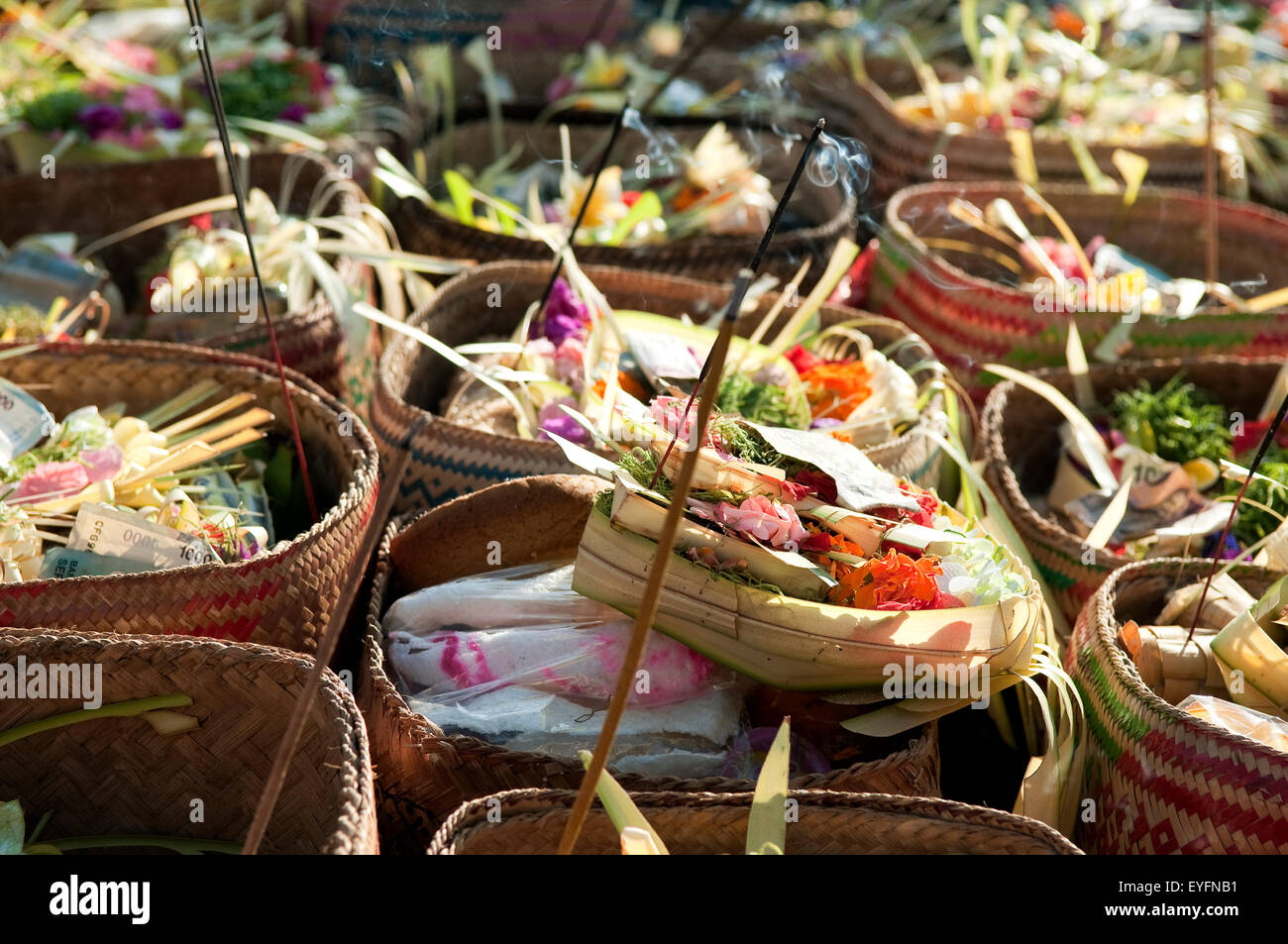 Offerings to the Hindu gods; Bali Stock Photo - Alamy