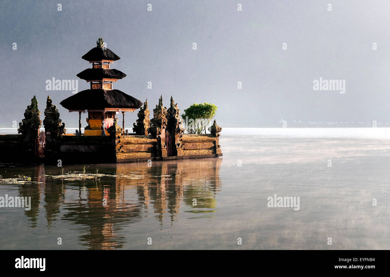 A temple on Lake Bratan; Bali Stock Photo - Alamy