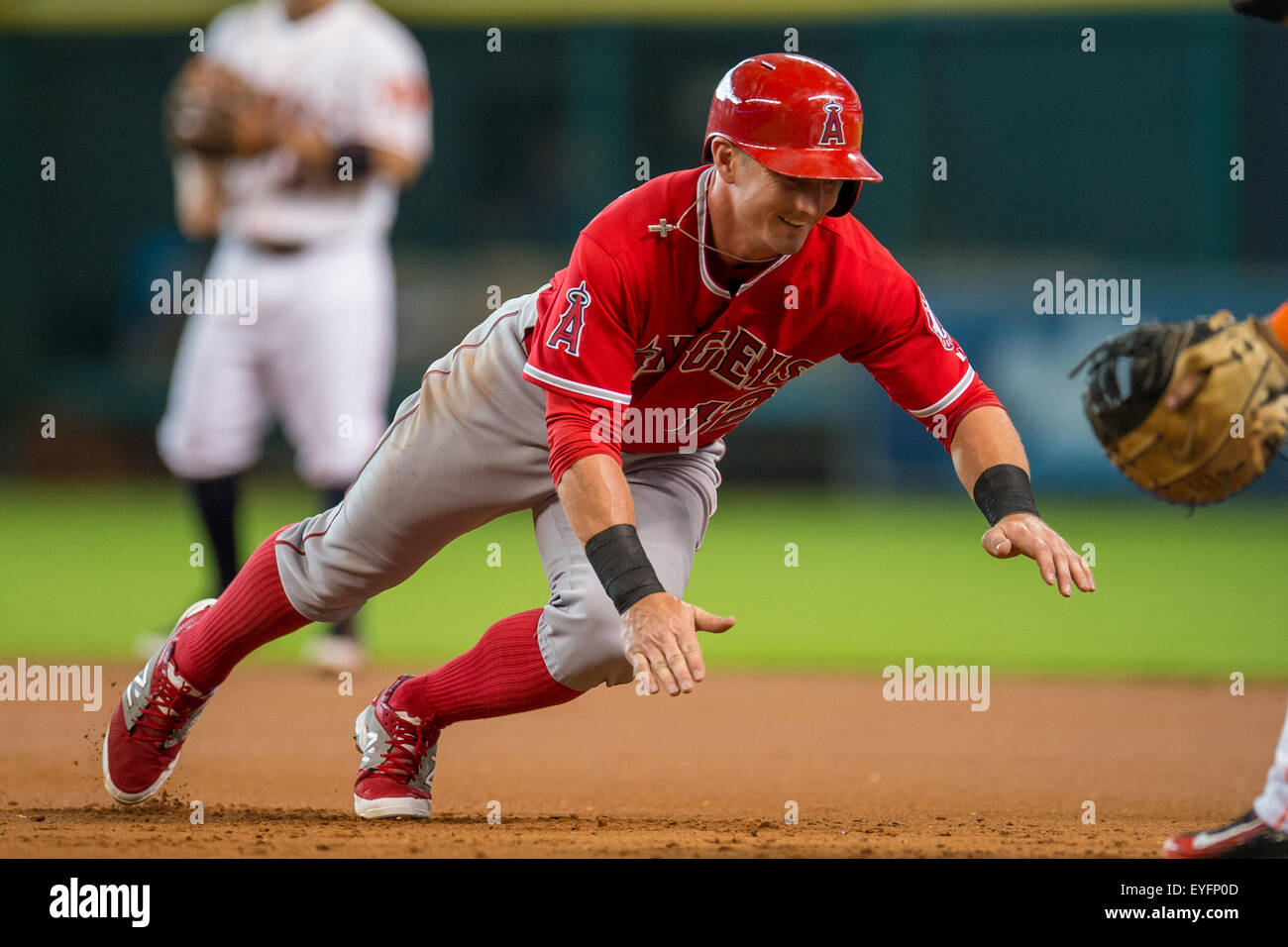 Houston, TX, USA. 28th July, 2015. Los Angeles Angels second baseman ...