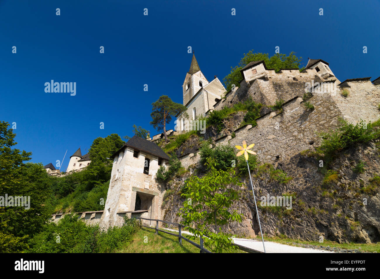 Hochosterwitz castle church and towers on the top part of the castle ...