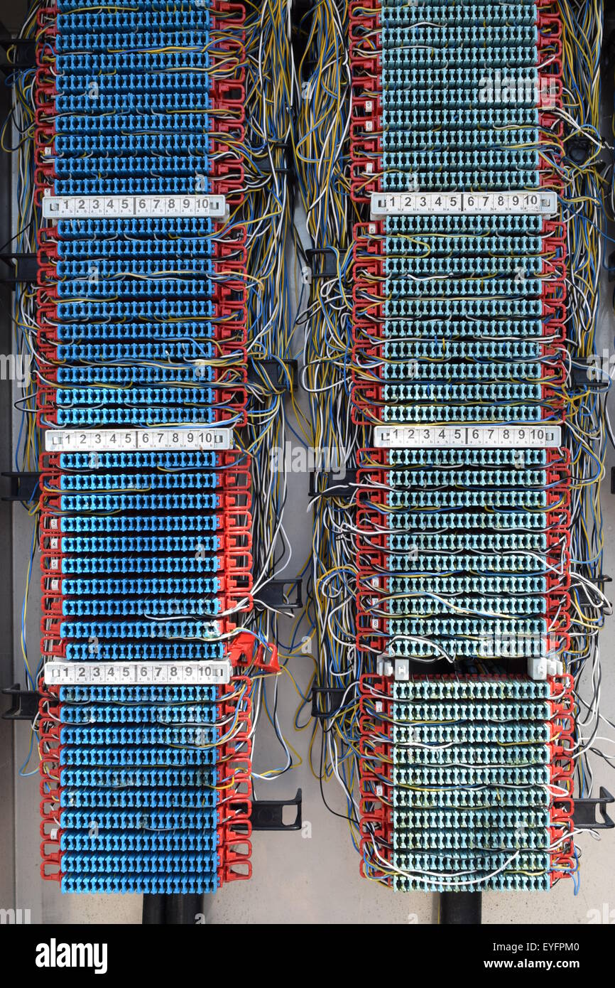 Old phone switch board with easy to tap wires that offers no protection ...