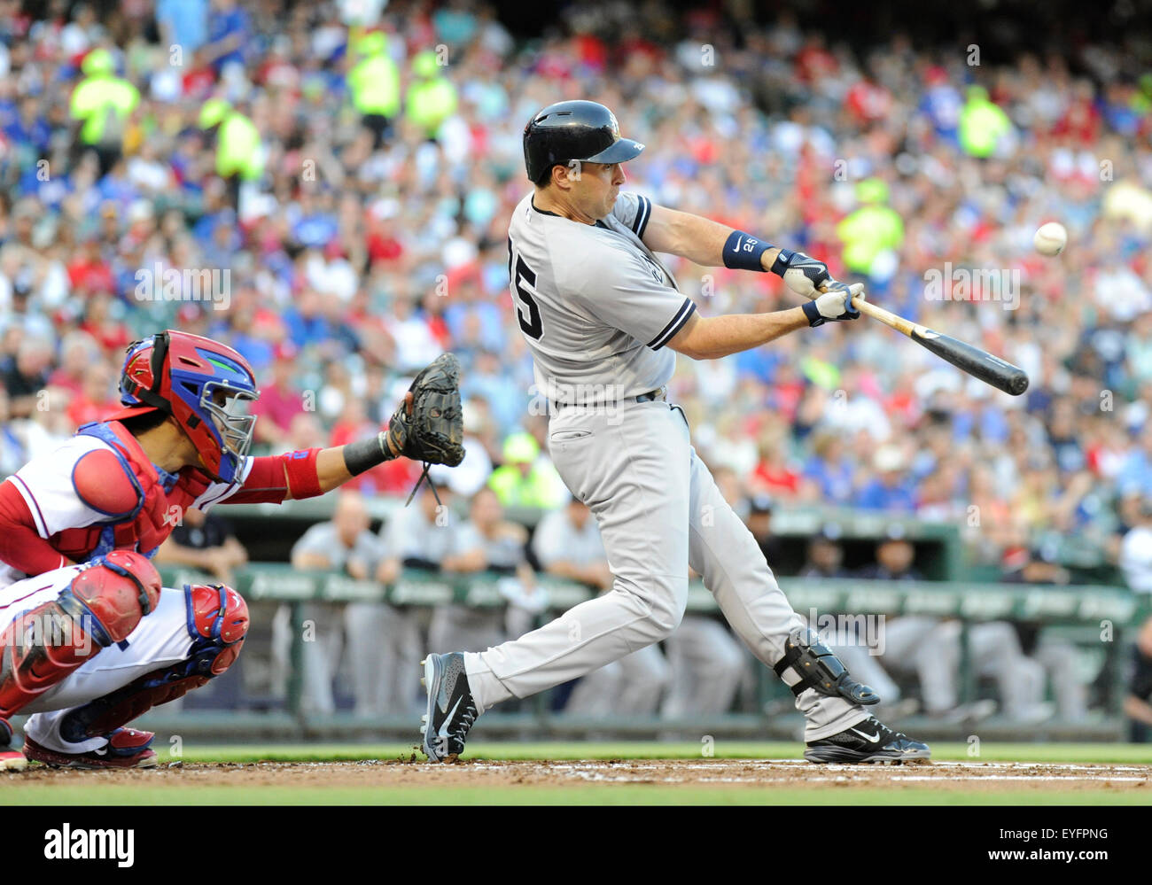 Arlington, Texas, USA. 27th July, 2015. New York Yankees first baseman ...