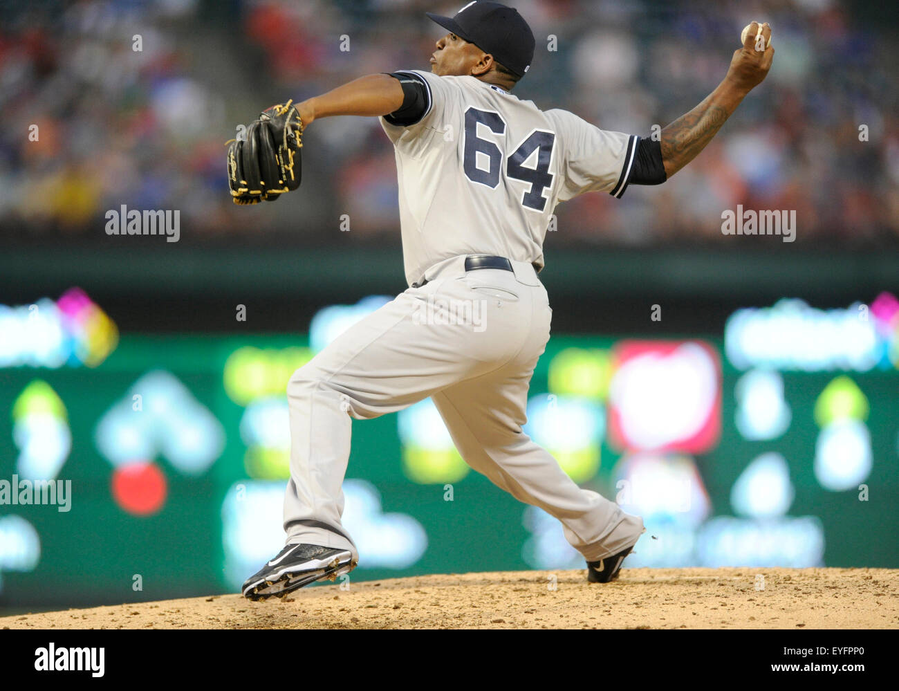 Arlington, Texas, USA. 27th July, 2015. New York Yankees relief pitcher ...
