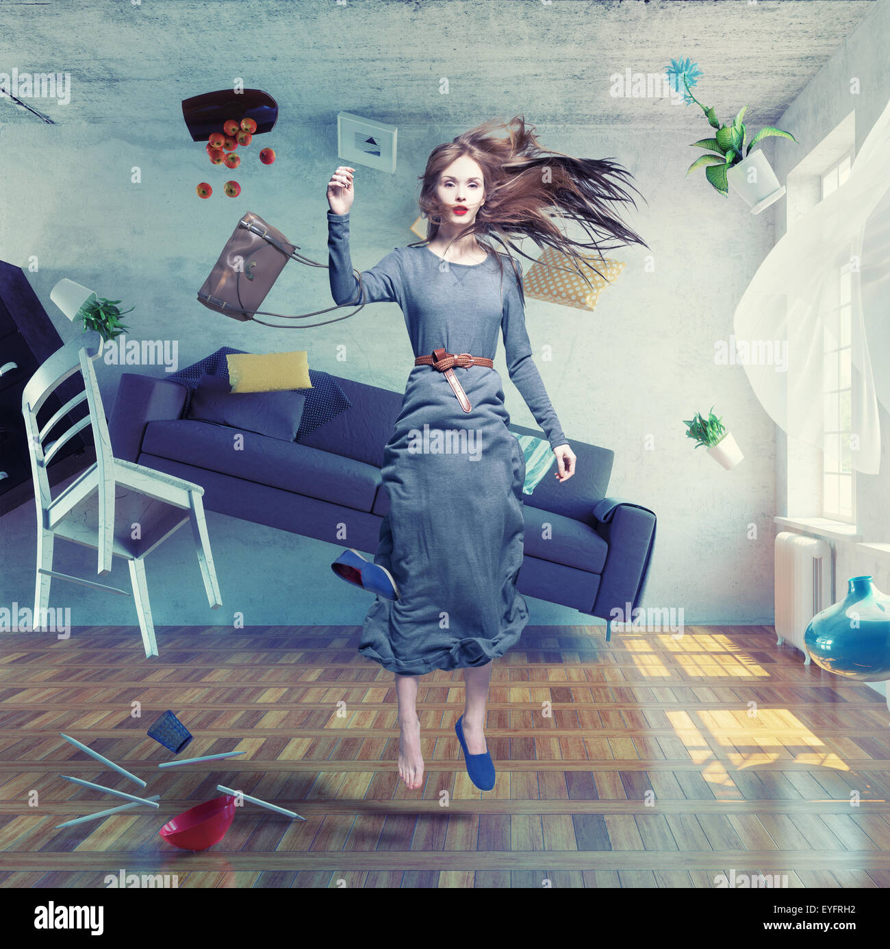 lady fly in zero gravity room Stock Photo - Alamy