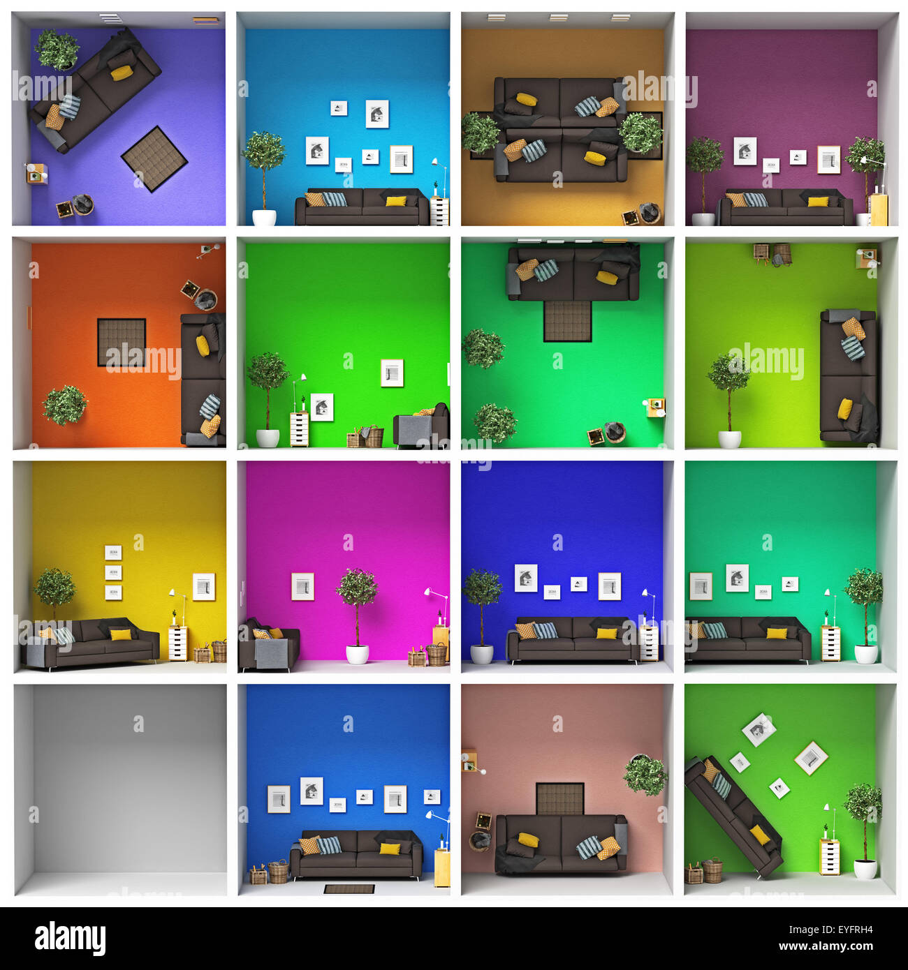 White shelves with a variety of rooms Stock Photo - Alamy