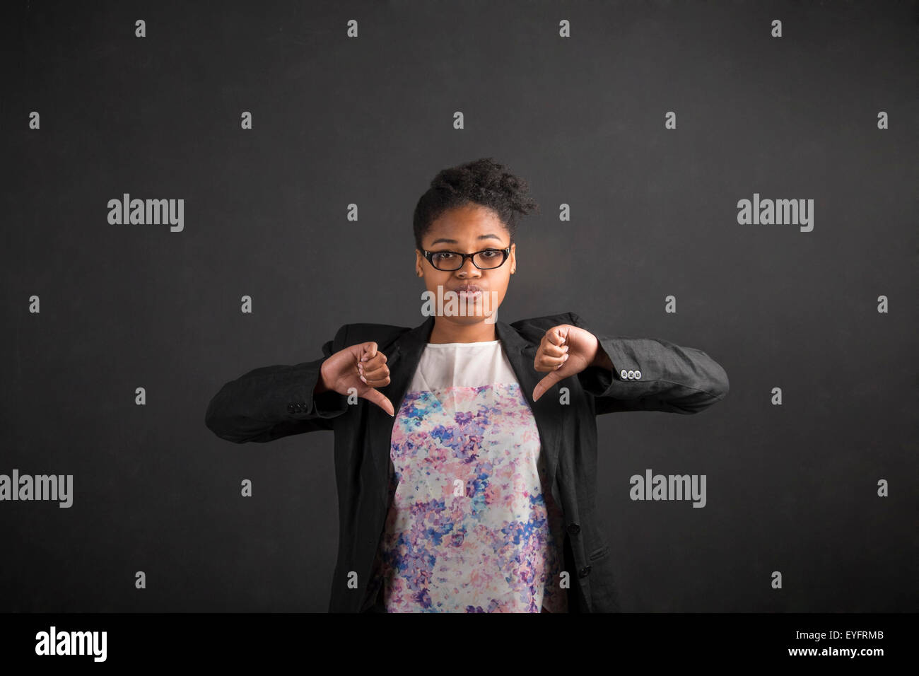 South African or African American black woman teacher or student with ...