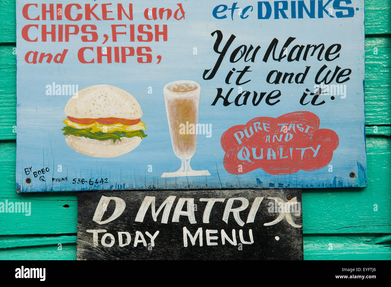 Caribbean, Grenada, Grenadines, Carriacou Island, Hand painted bar and ...