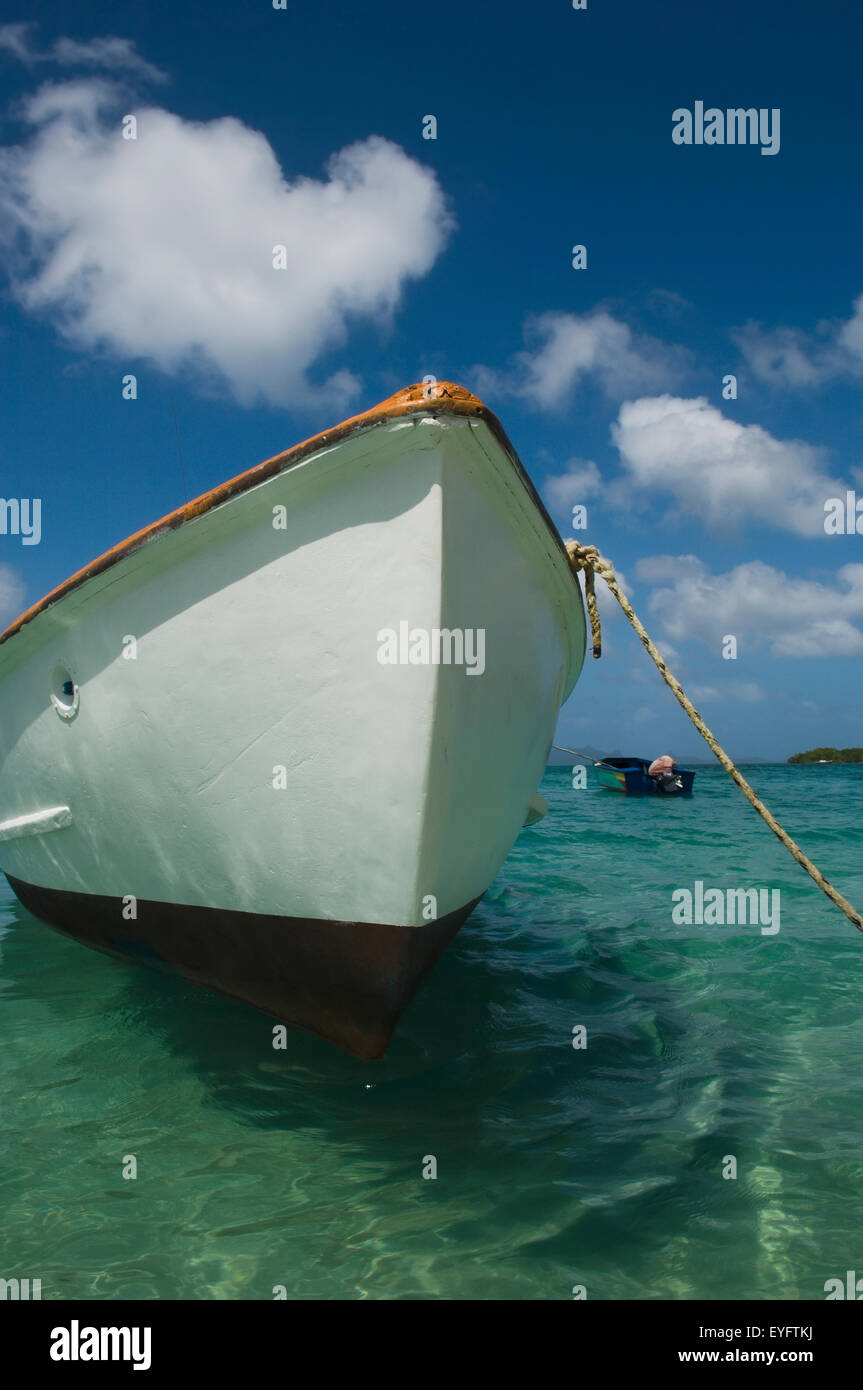 Caribbean, Grenada, Grenadines, Boat at Paradise Beach; Carriacou ...