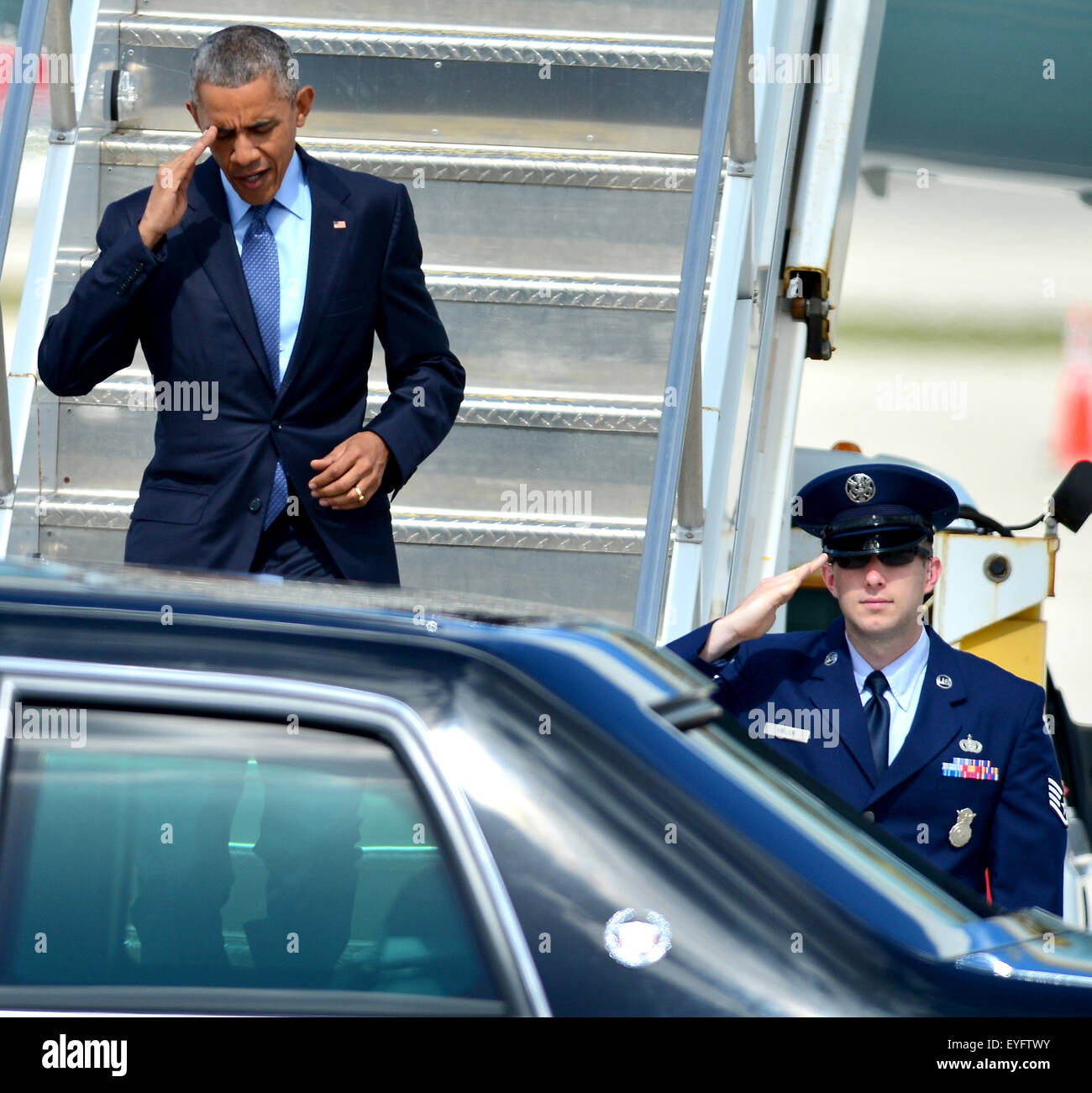 U.S. President Barack Obama arrives at Miami International Airport to ...
