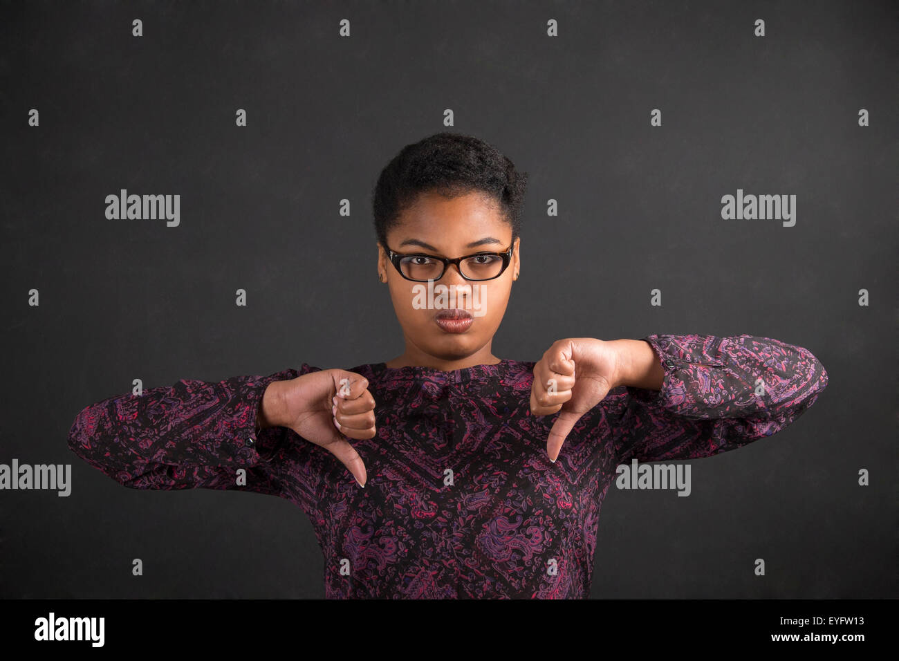 South African or African American black woman teacher or student with ...