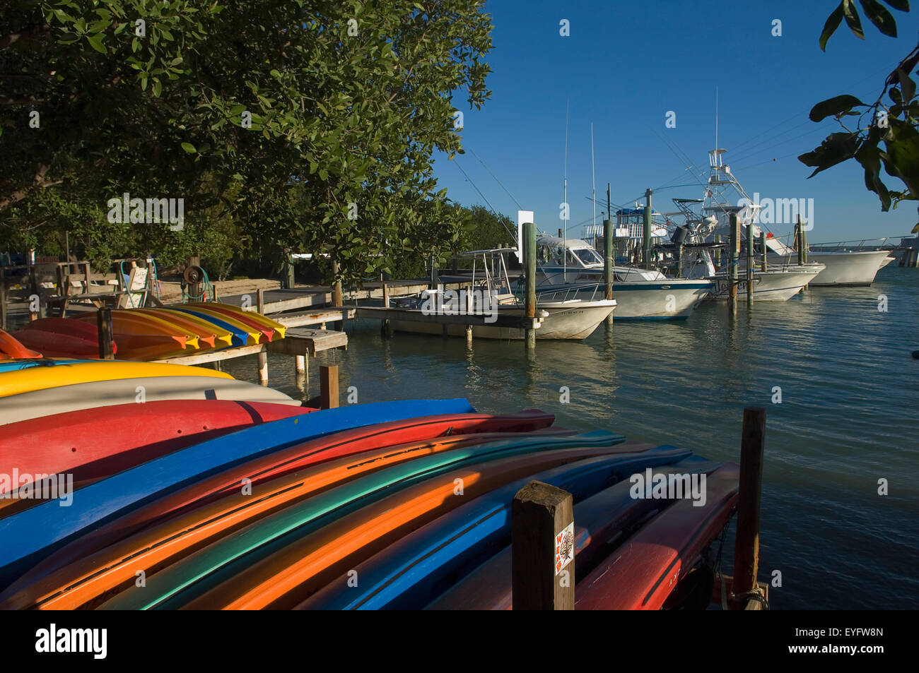 USA, Florida, Florida Keys, Kayak Beach at Robbies Marina; Islamorada ...