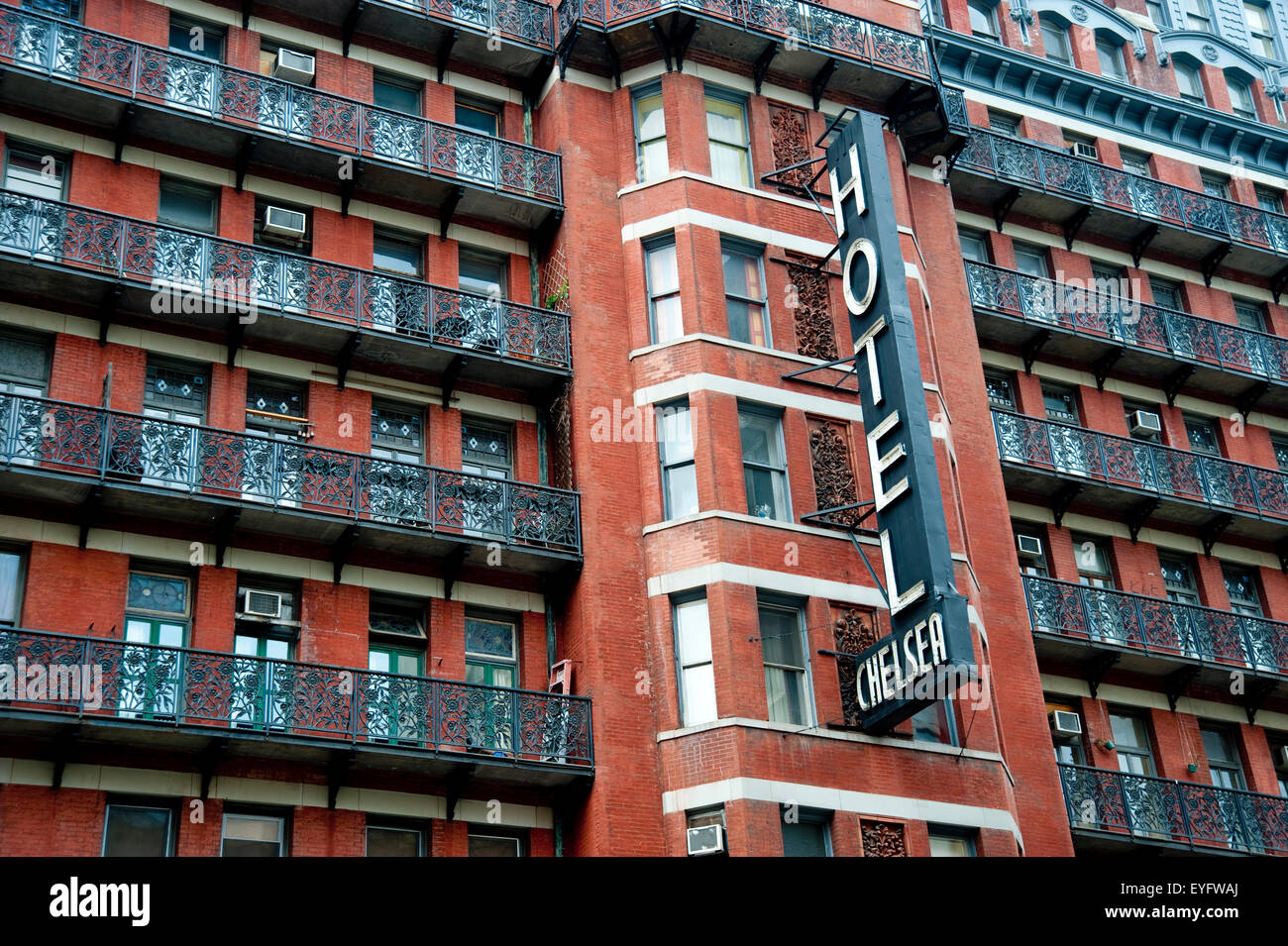 Facade Of The Famous Hotel Chelsea, Manhattan, New York, Usa Stock ...