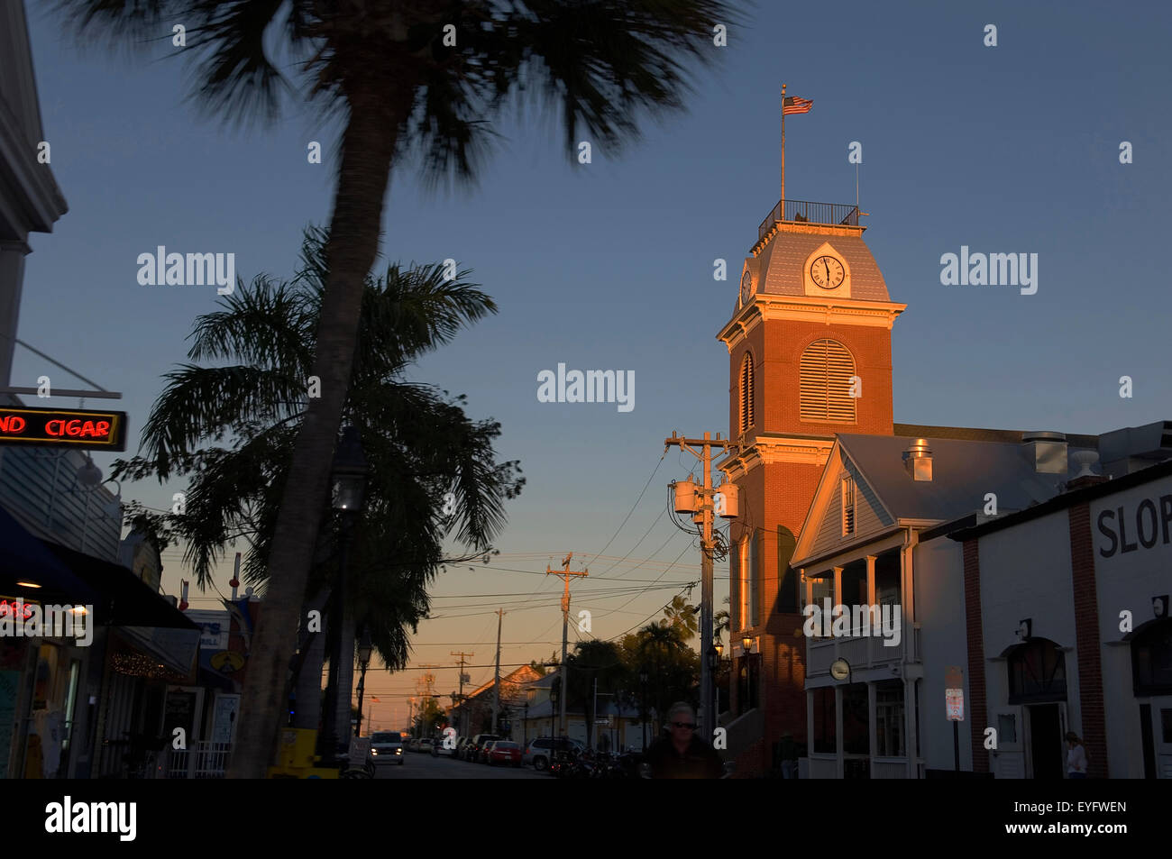 USA, Florida, Florida Keys, Old City Hall clock tower; Key West Stock ...
