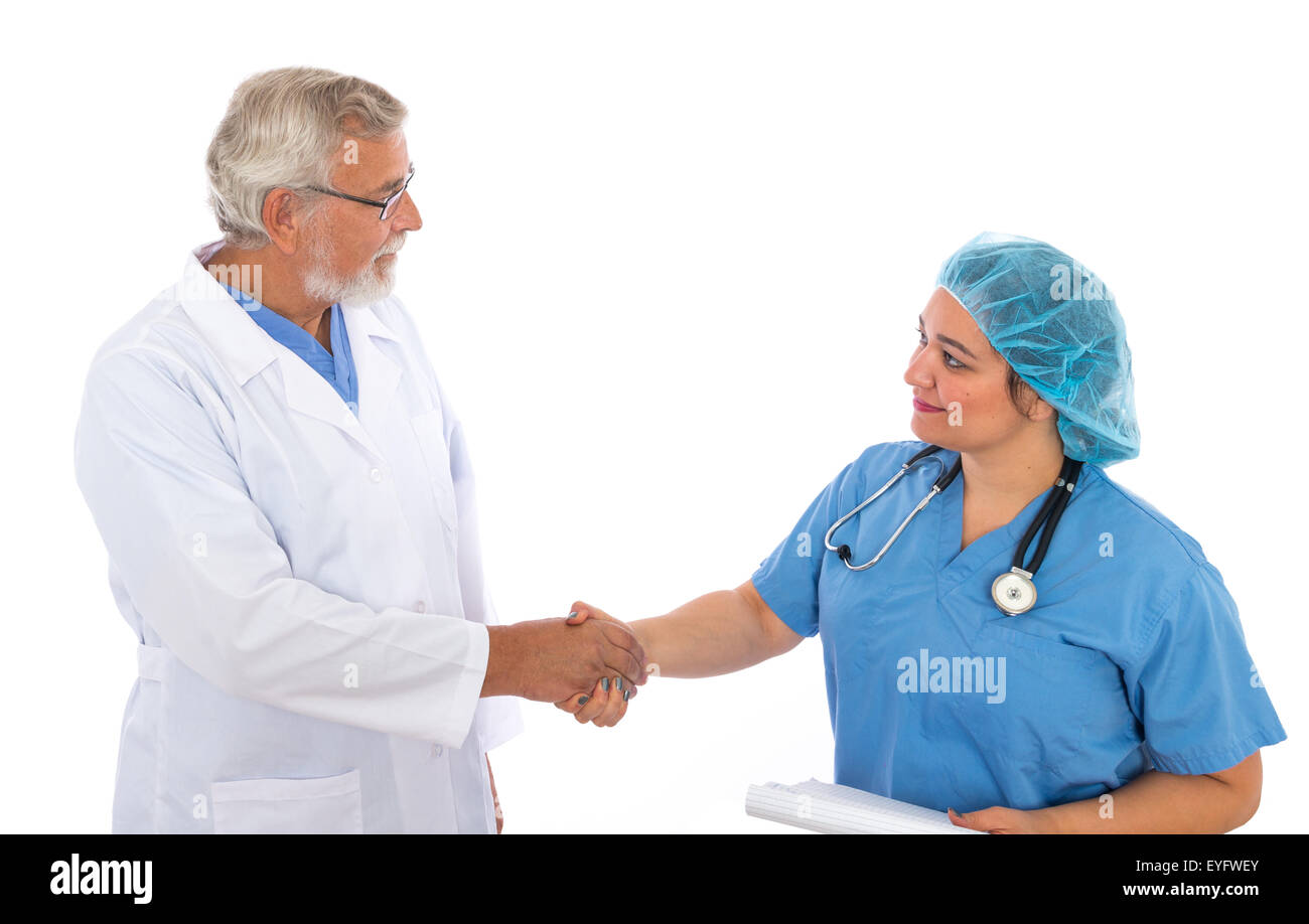 Doctor and Nurse shaking hands Stock Photo - Alamy