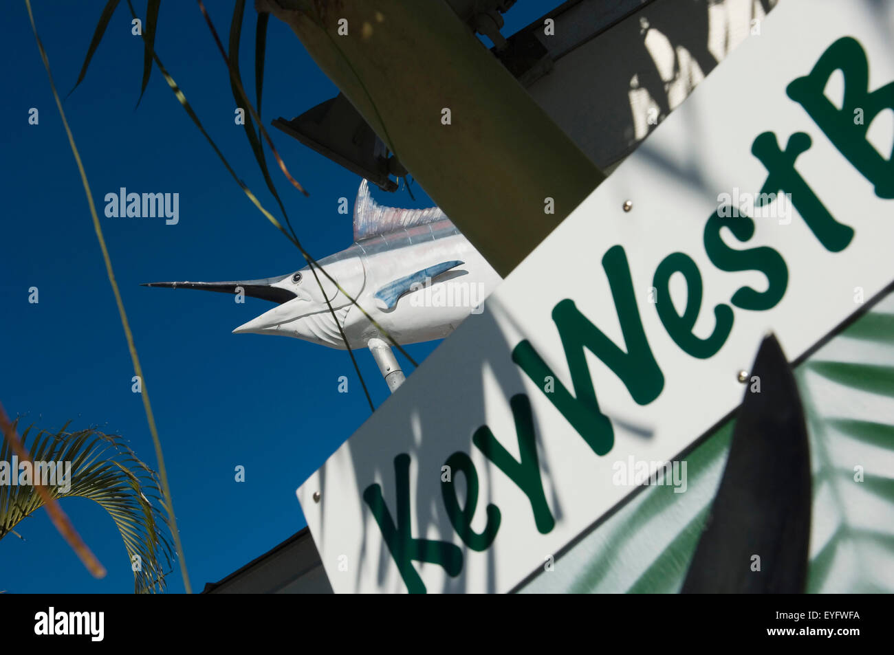 USA, Florida, Florida Keys, Marlin sign advertising fishing tours; Key ...